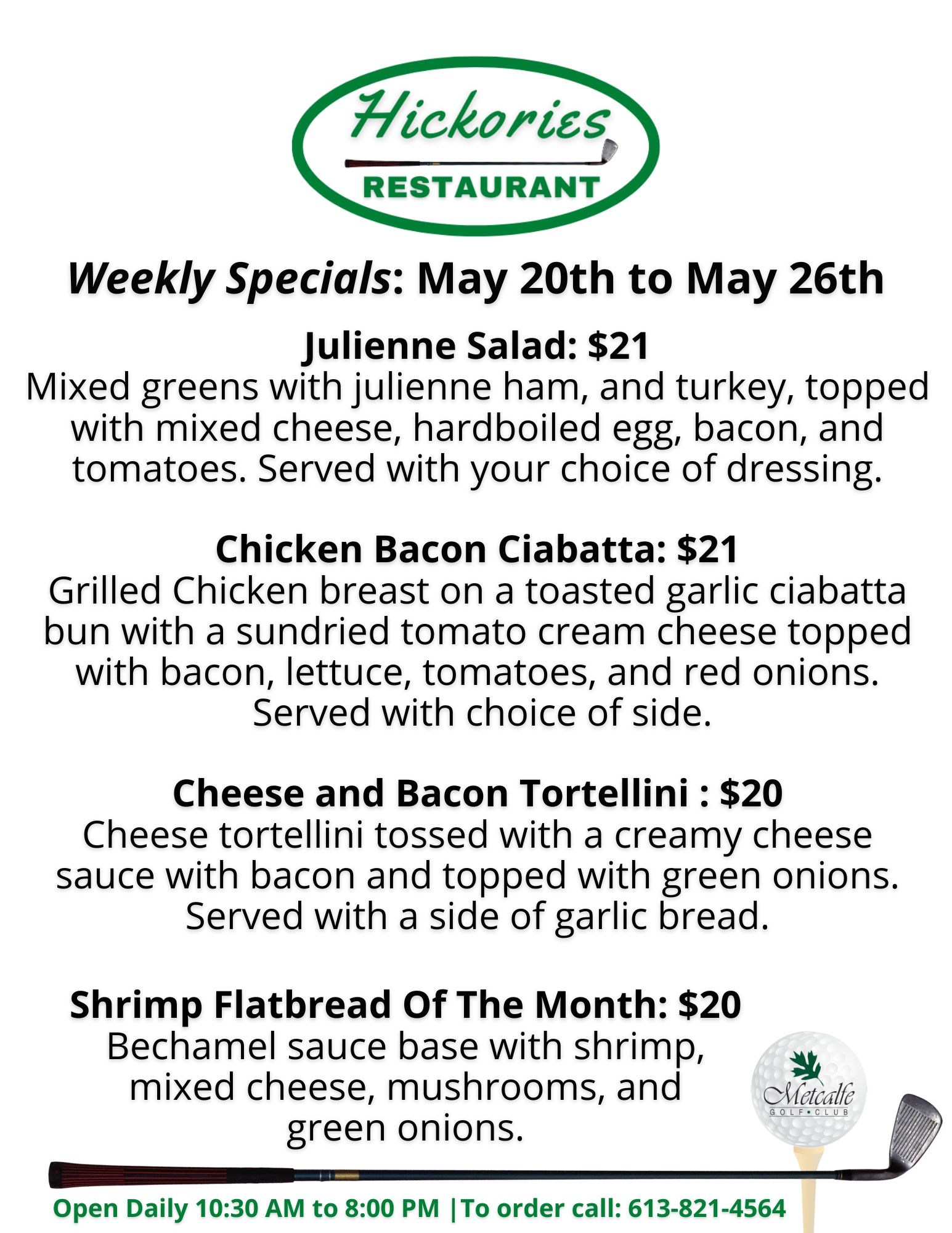 Weekly Specials - Metcalfe Golf Club