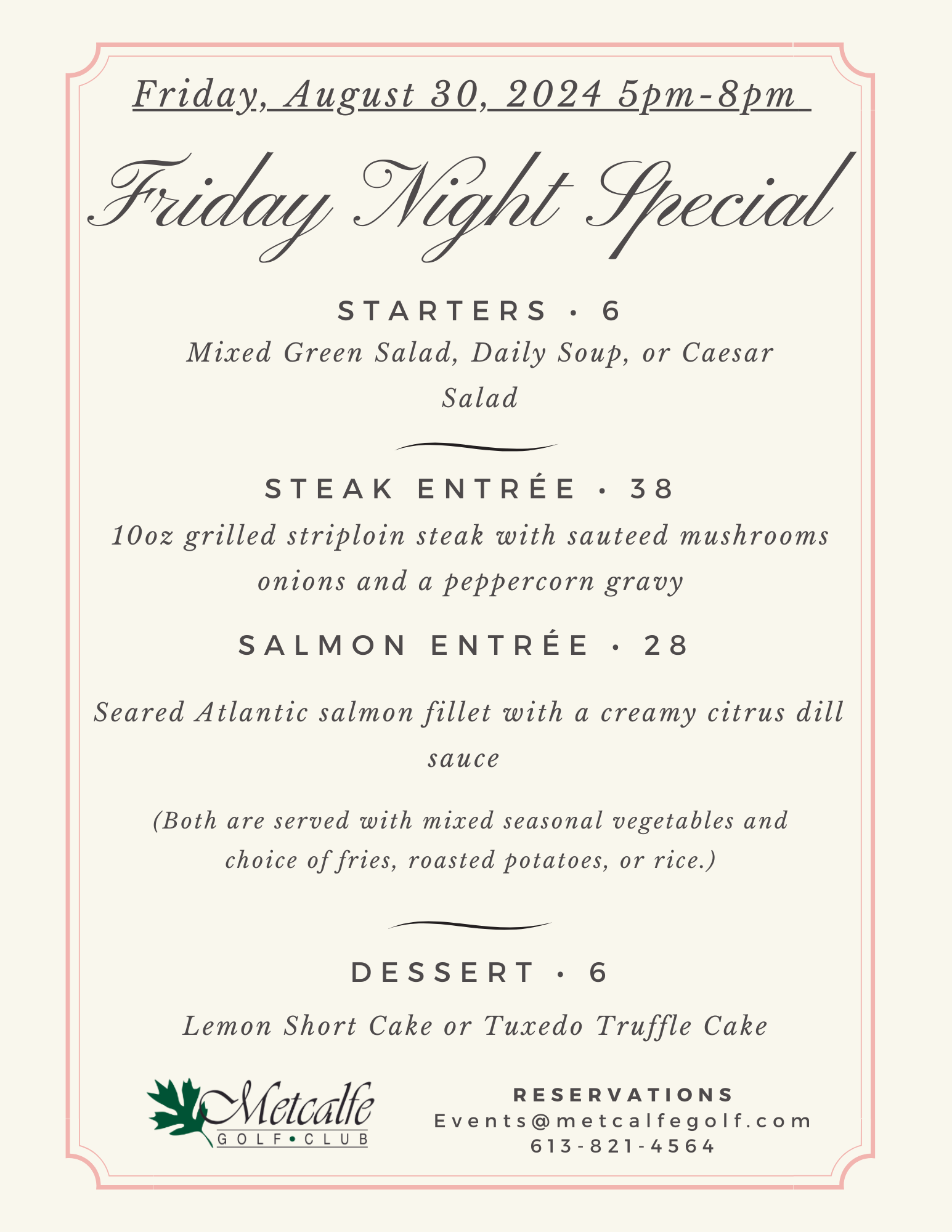 Special Events - Metcalfe Golf Club