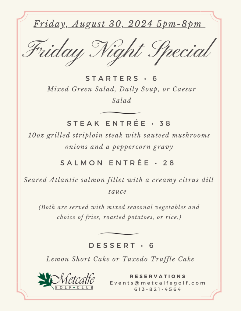 Special Events - Metcalfe Golf Club